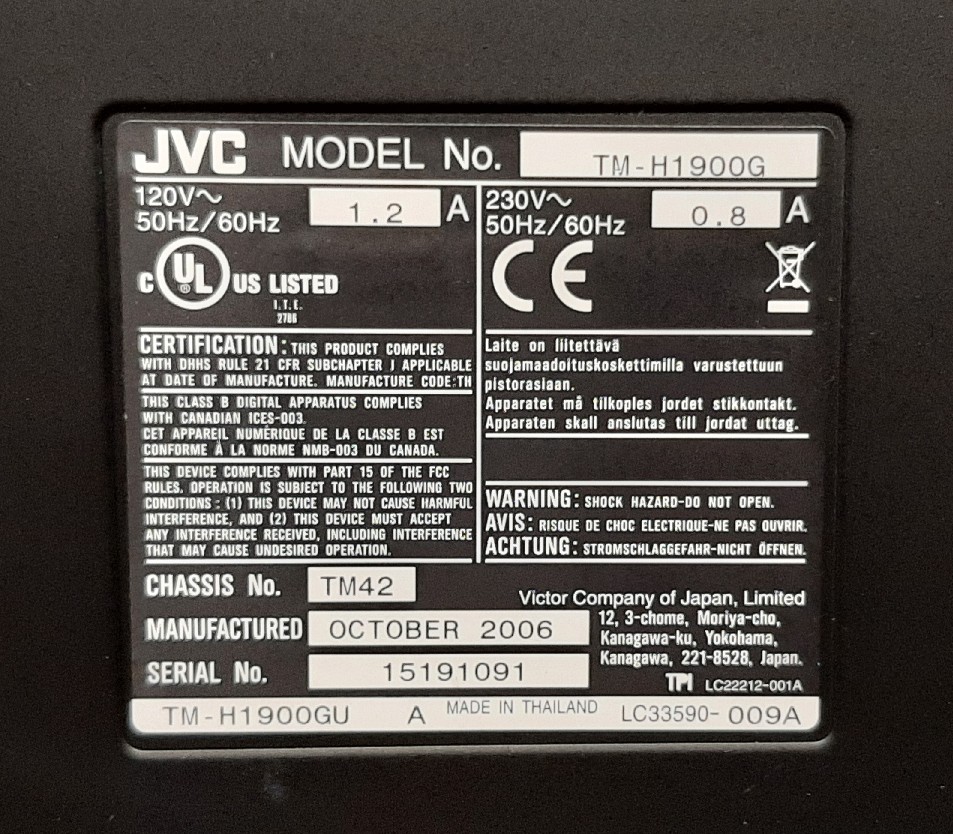 JVC TM-H1900G | CRT Database