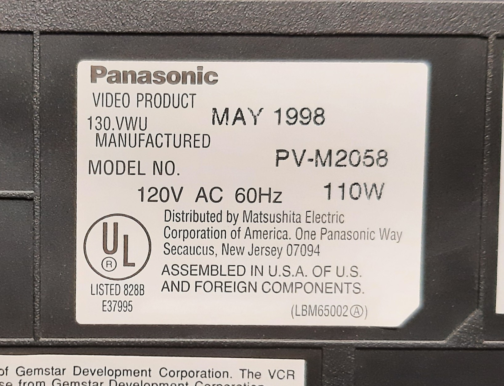 Panasonic PV-M2058 | CRT Database