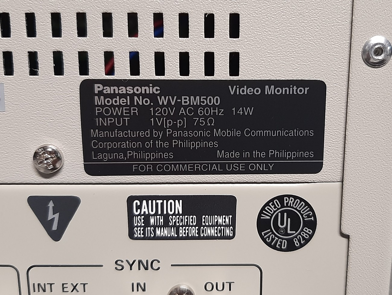 Panasonic WV-BM500 | CRT Database