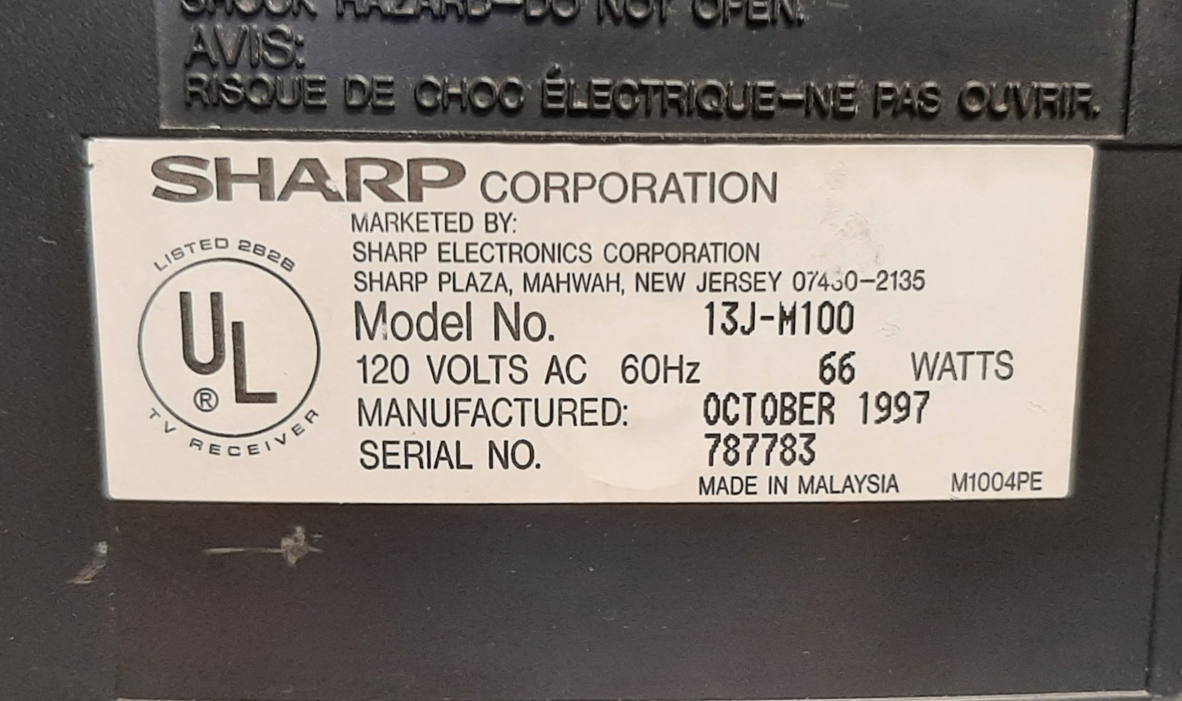 Sharp 13J-M100 | CRT Database