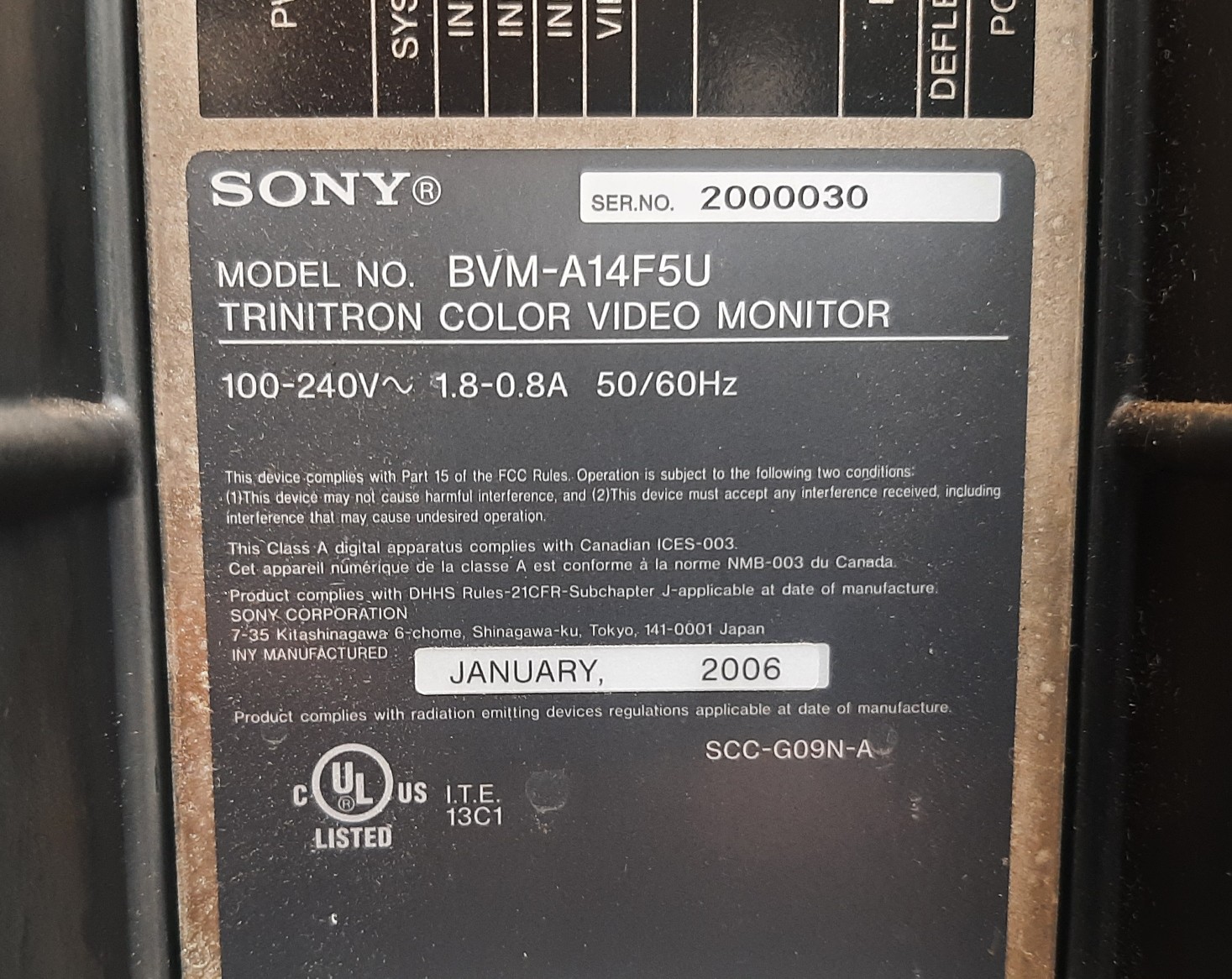 Sony BVM-A14F5U | CRT Database