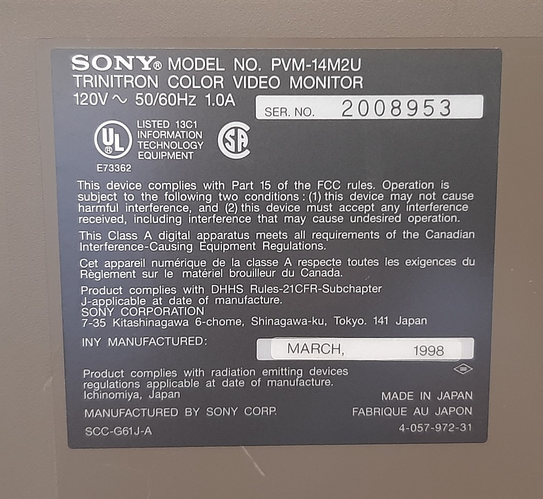 Sony PVM-14M2U | CRT Database