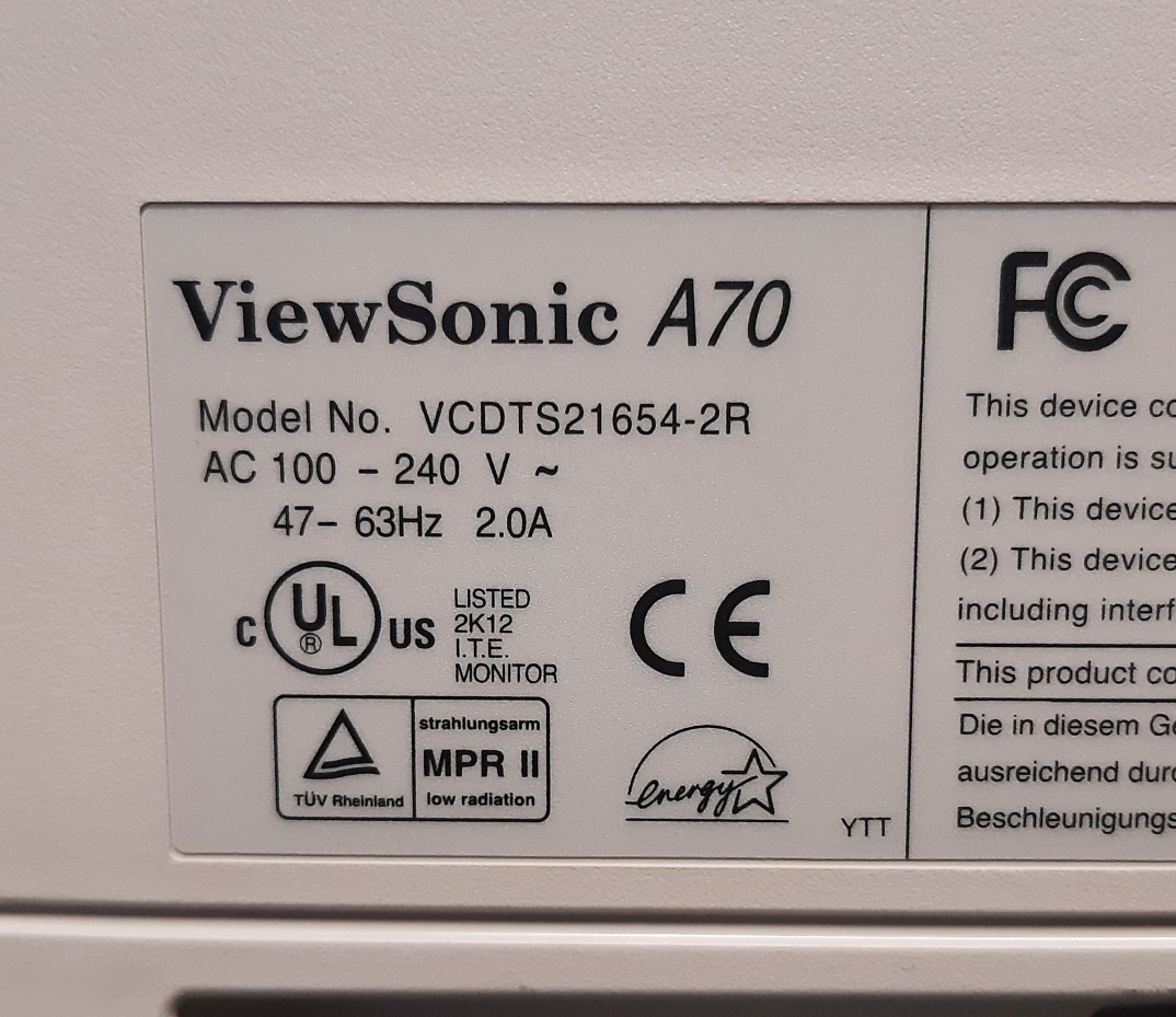 ViewSonic A70 | CRT Database